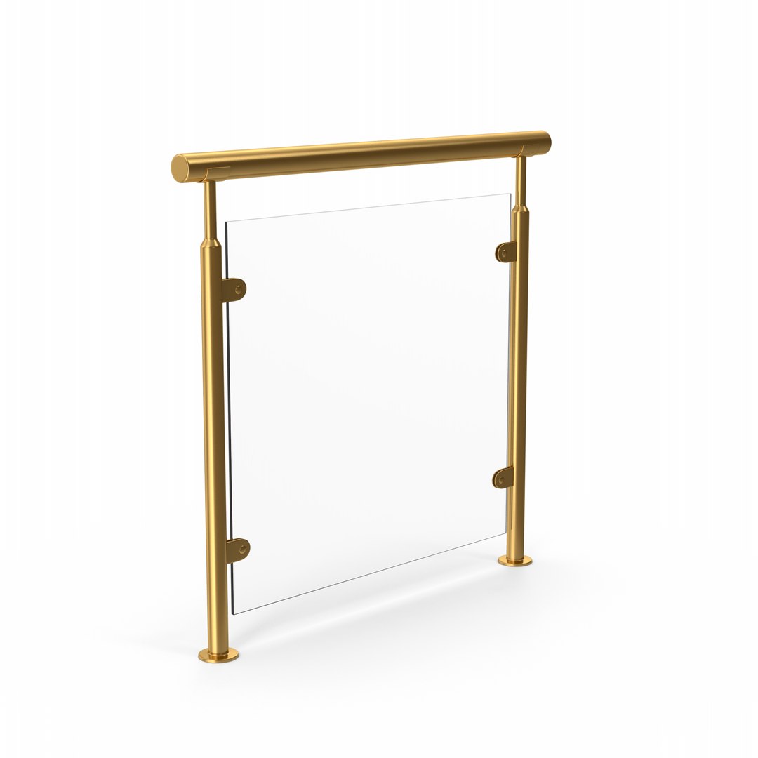 Gold Glass Railing Model - TurboSquid 2180638