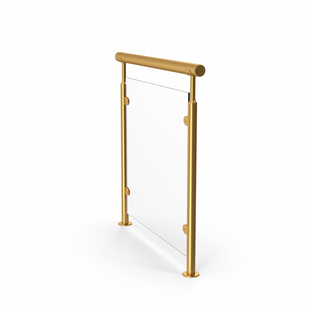 Gold Glass Railing Model - TurboSquid 2180638