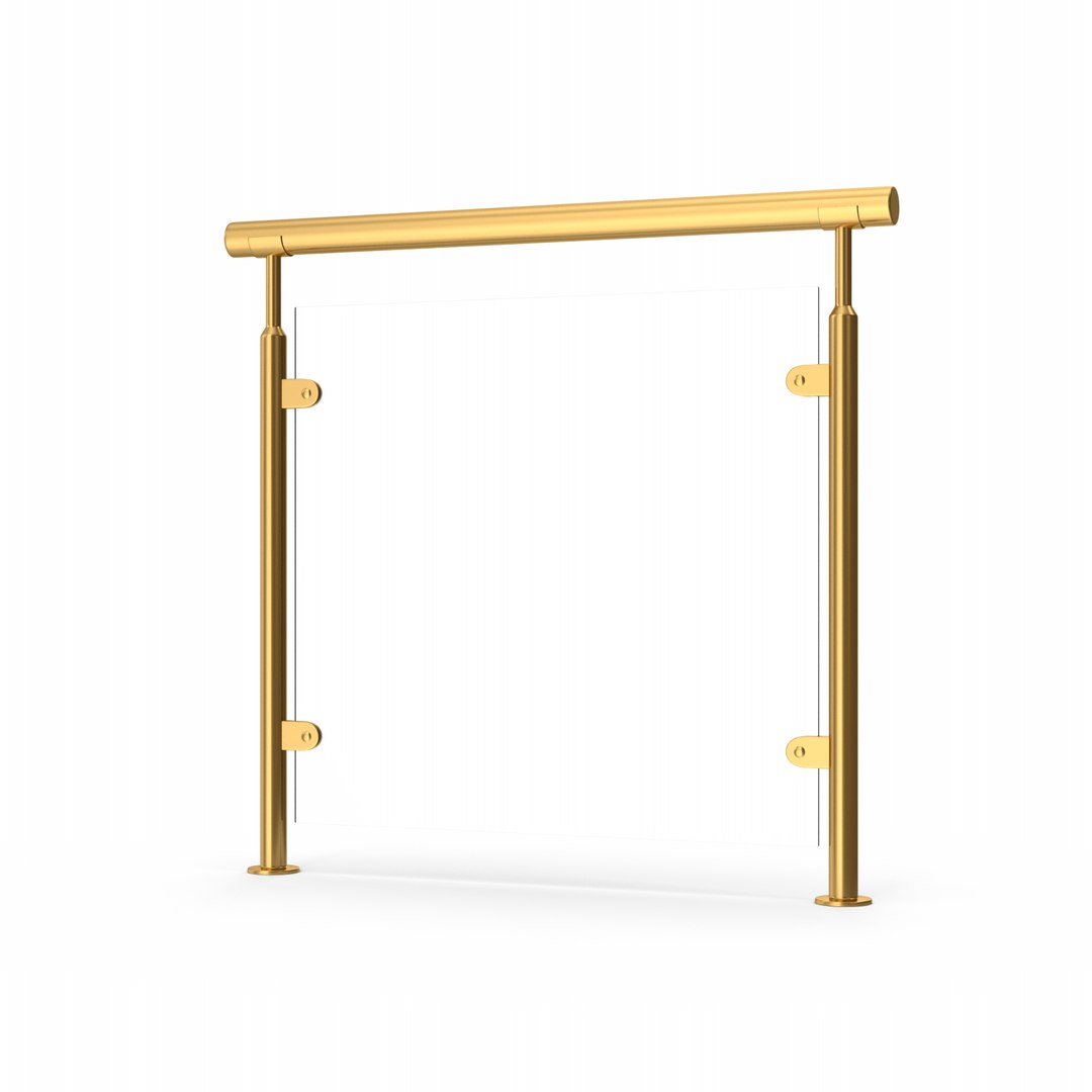 Gold Glass Railing Model - TurboSquid 2180638