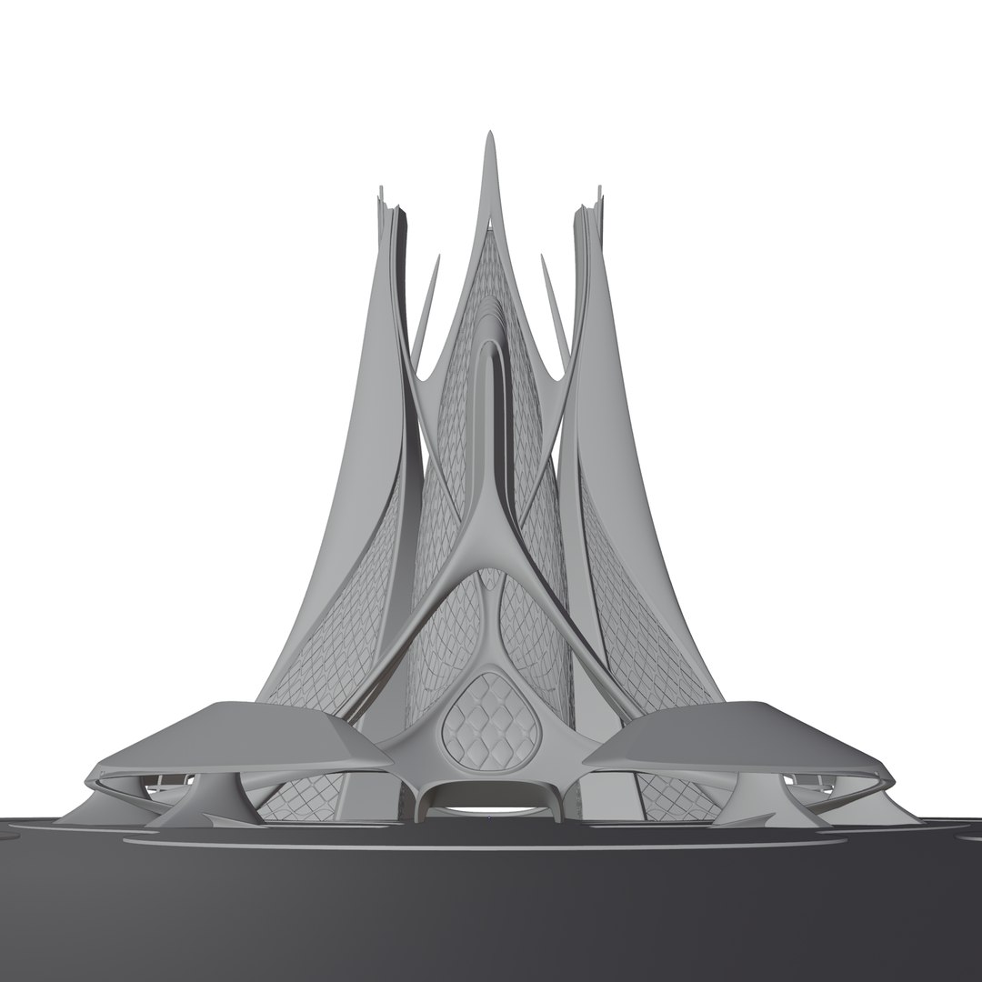 3D Future Building Futuristic Expo Center Building Sci Fi Model ...