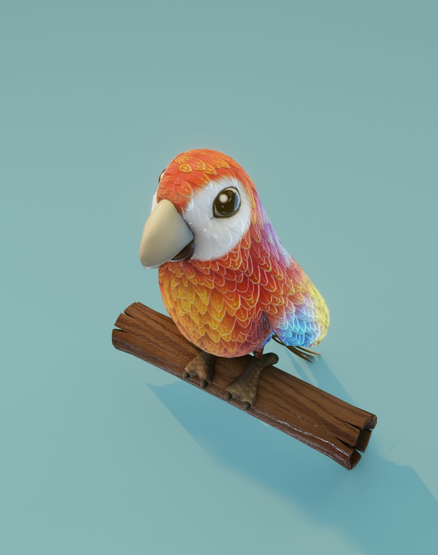 Cartoon Ara Parrot Red-Yellow-Blue Animated 3D Model 3D Model ...