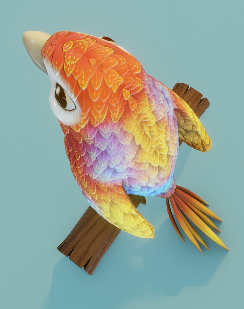 Cartoon Ara Parrot Red-Yellow-Blue Animated 3D Model 3D Model ...