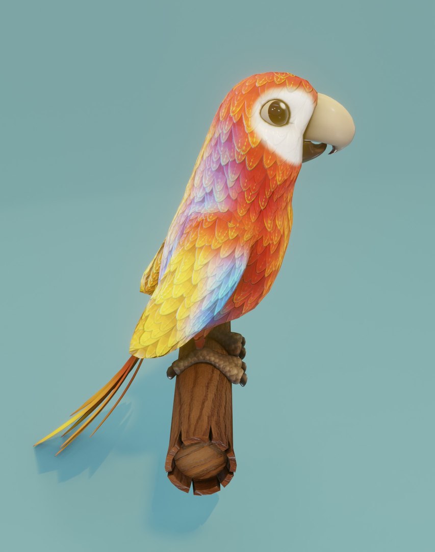 Cartoon Ara Parrot Red-Yellow-Blue Animated 3D Model 3D Model ...