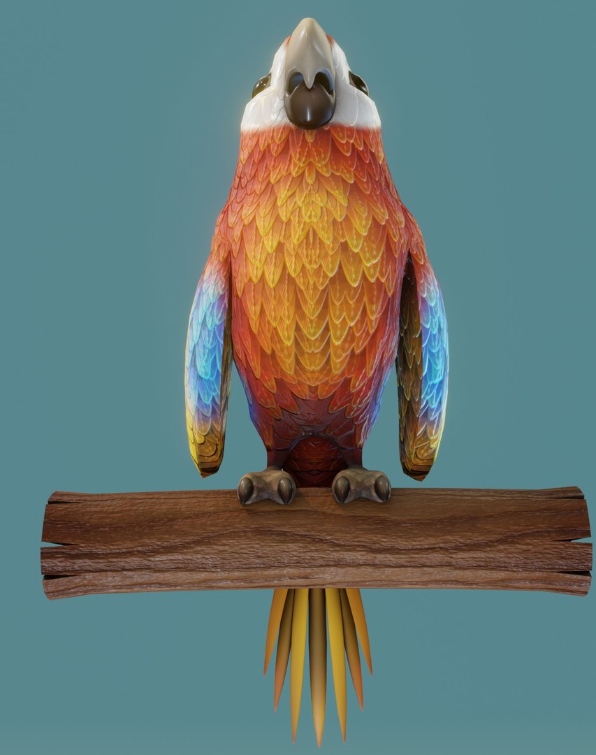 Cartoon Ara Parrot Red-Yellow-Blue Animated 3D Model 3D Model ...