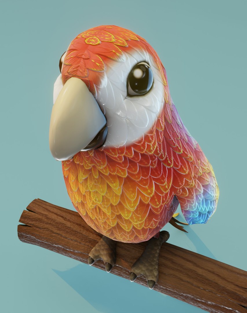 Cartoon Ara Parrot Red-Yellow-Blue Animated 3D Model 3D Model ...