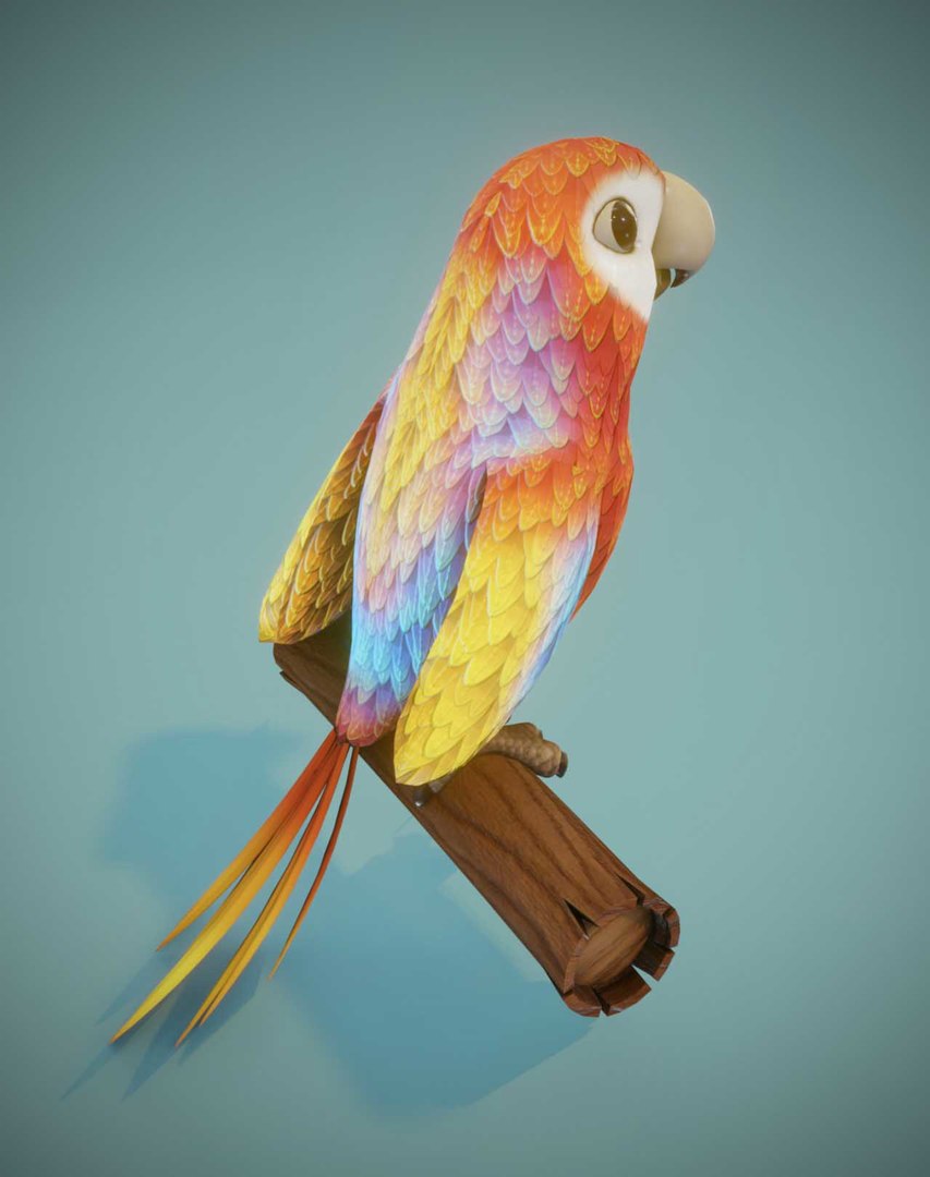 Cartoon Ara Parrot Red-Yellow-Blue Animated 3D Model 3D Model ...