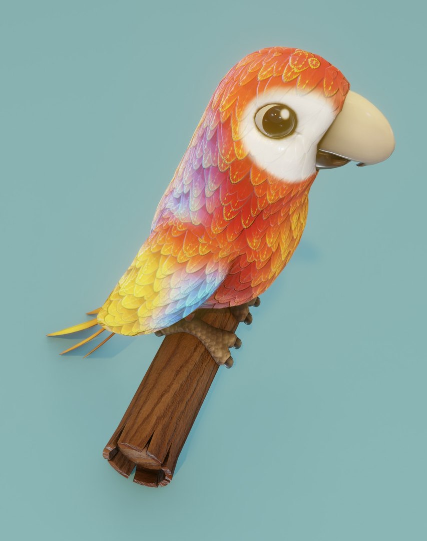 Cartoon Ara Parrot Red-Yellow-Blue Animated 3D Model 3D Model ...