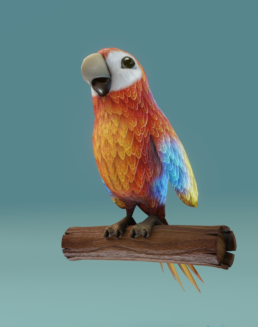 Cartoon Ara Parrot Red-Yellow-Blue Animated 3D Model 3D Model ...