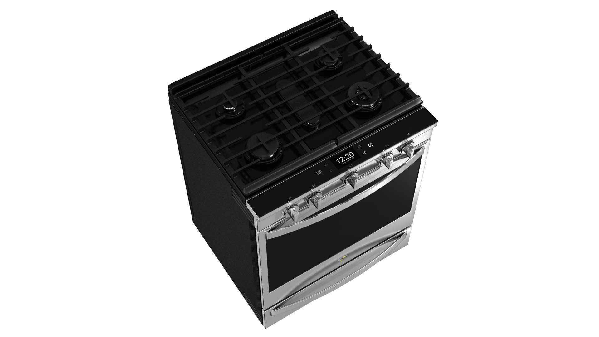 3D model Whirlpool Smart front control Gas Range with Hinged Cast-Iron ...