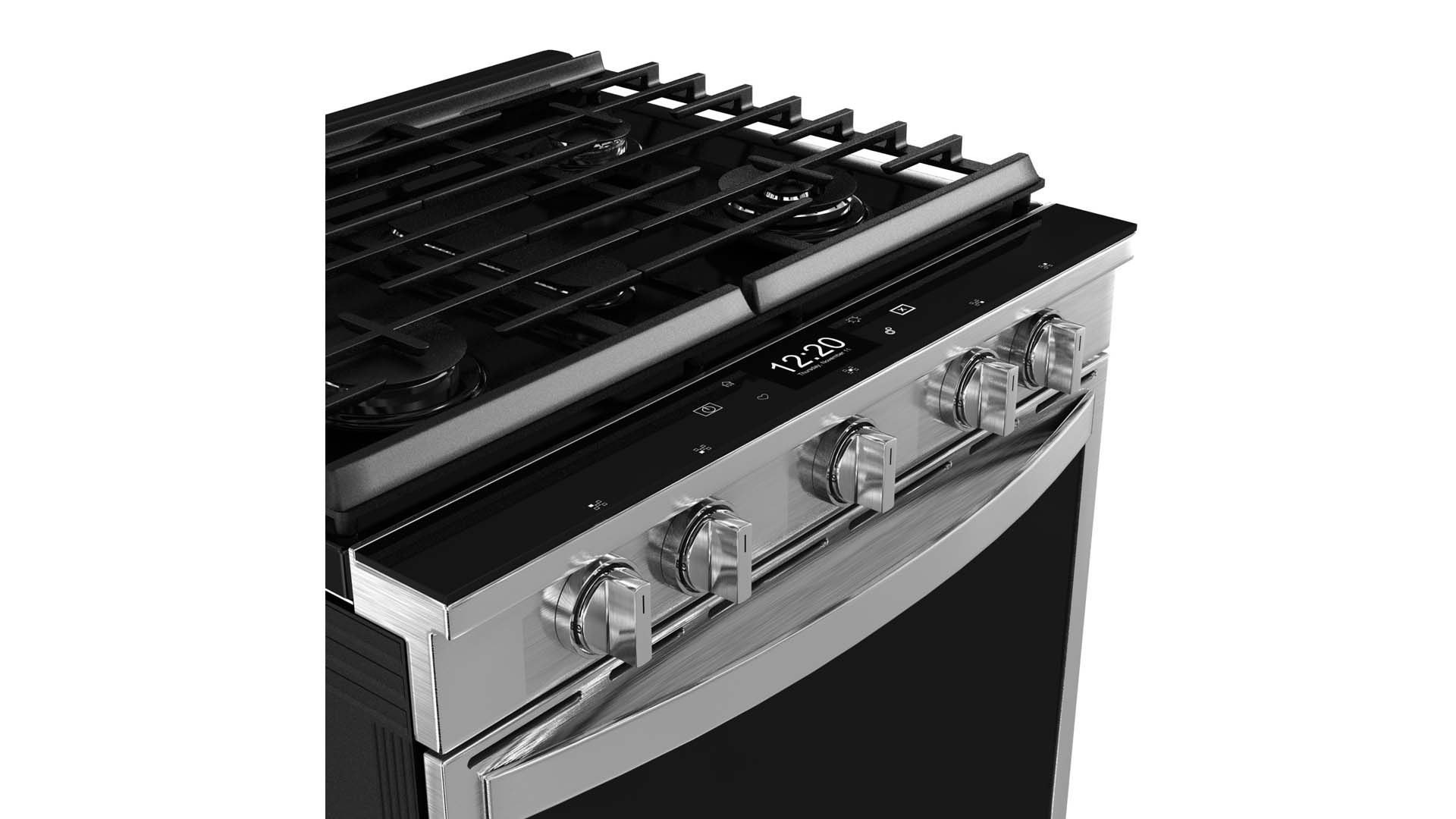 3D model Whirlpool Smart front control Gas Range with Hinged Cast-Iron ...