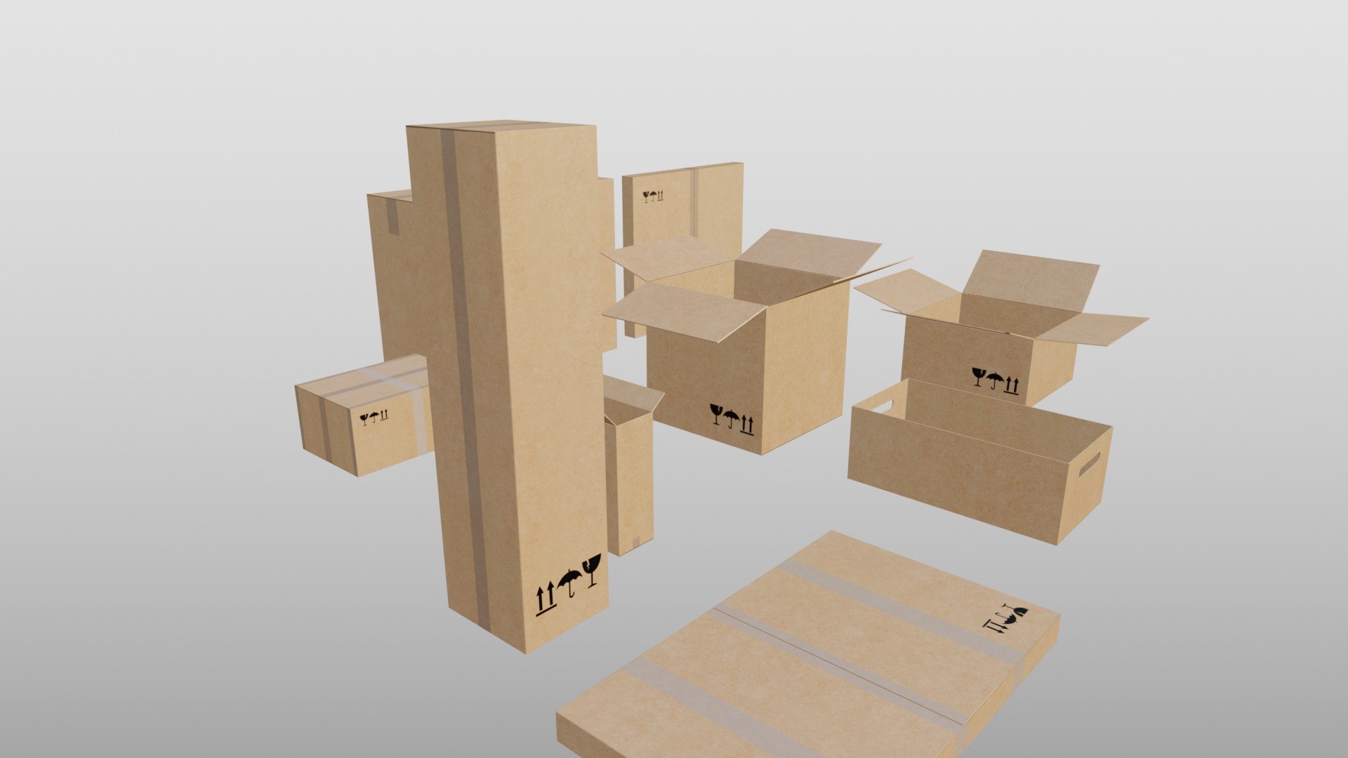 Cardboard Boxes 3D Model - TurboSquid 2260492