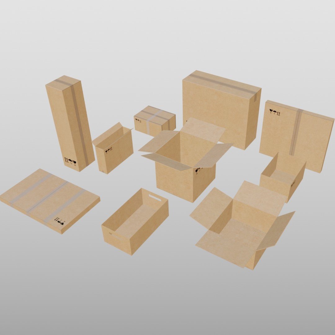 Cardboard Boxes 3D Model - TurboSquid 2260492