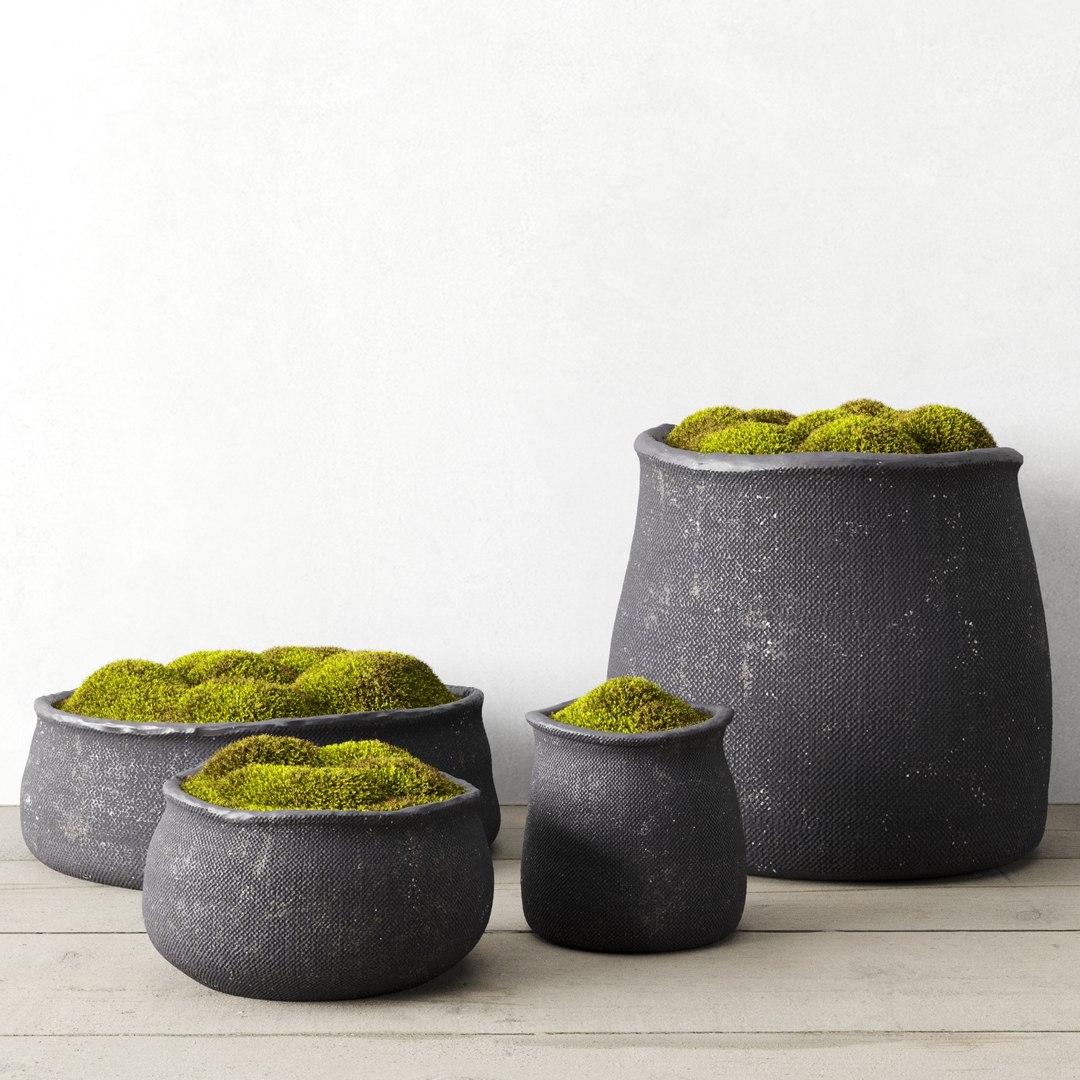 3D Model Crosshatch Concrete Vessels Moss - TurboSquid 1578557