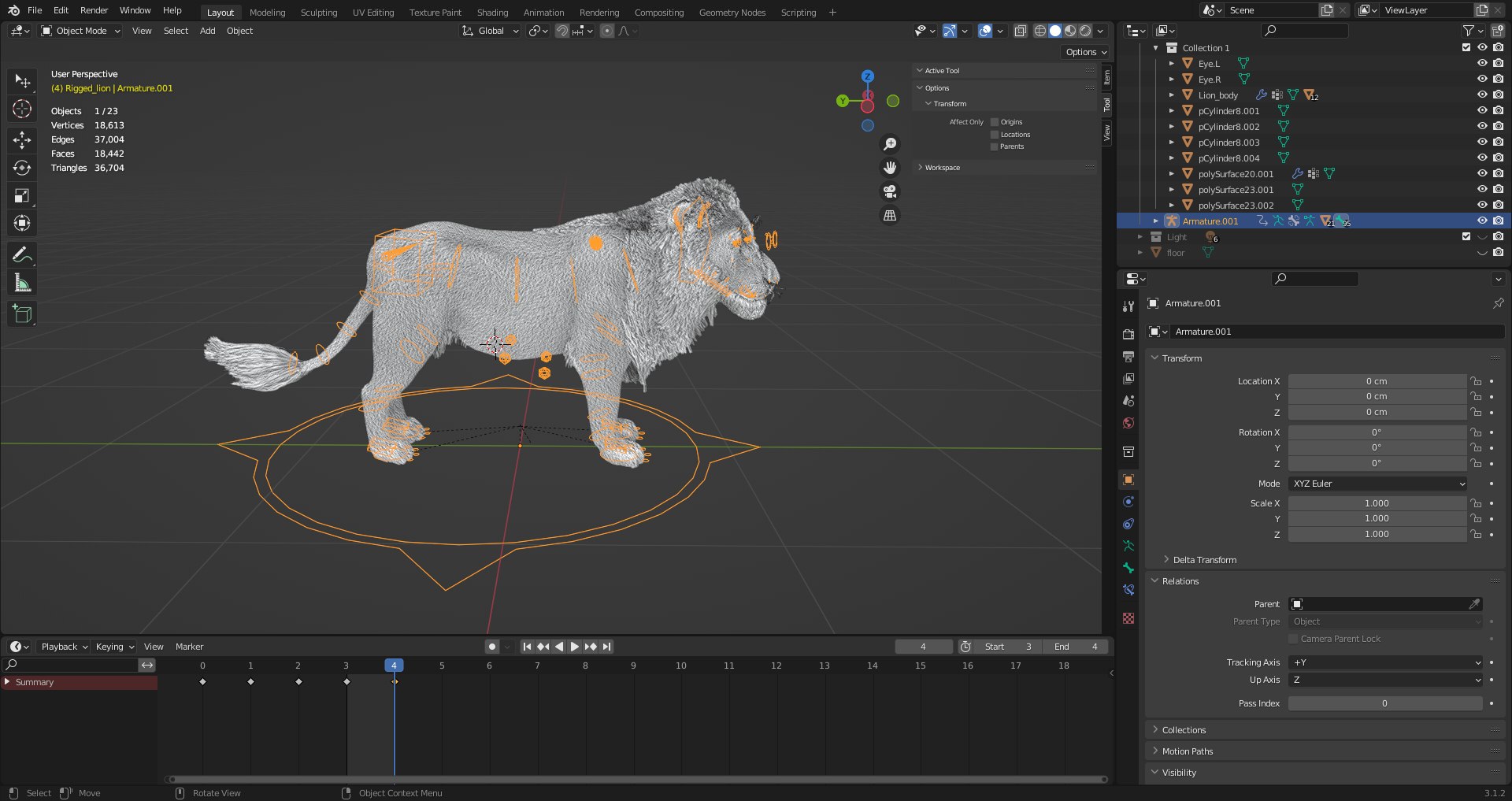 Fur Lion Rigged In Blender 3D Model - TurboSquid 2024247