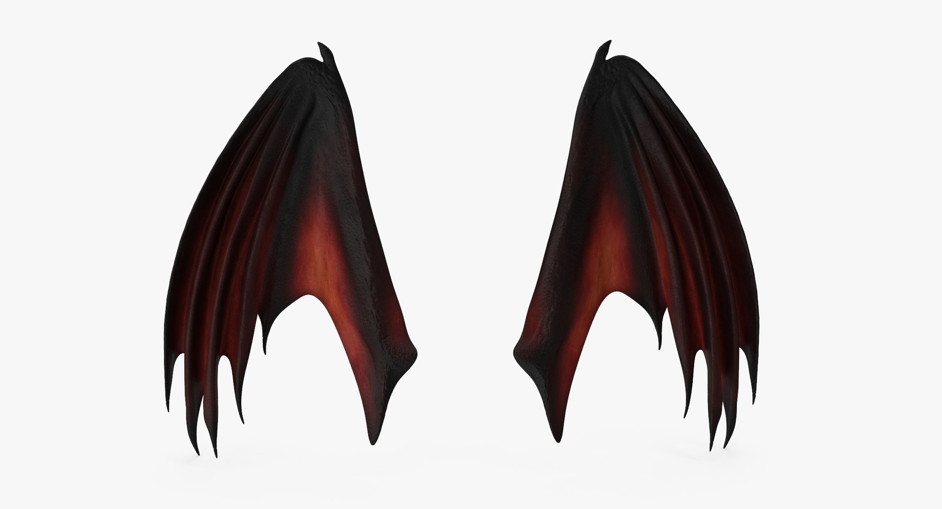 red closed dragon wings 3d c4d