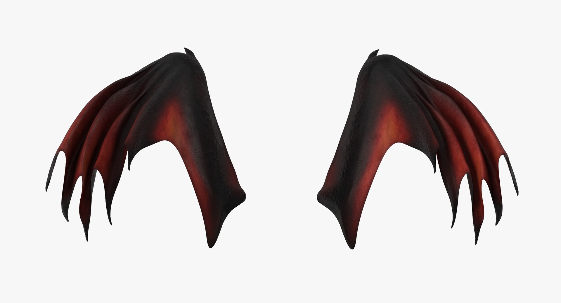 red closed dragon wings 3d c4d