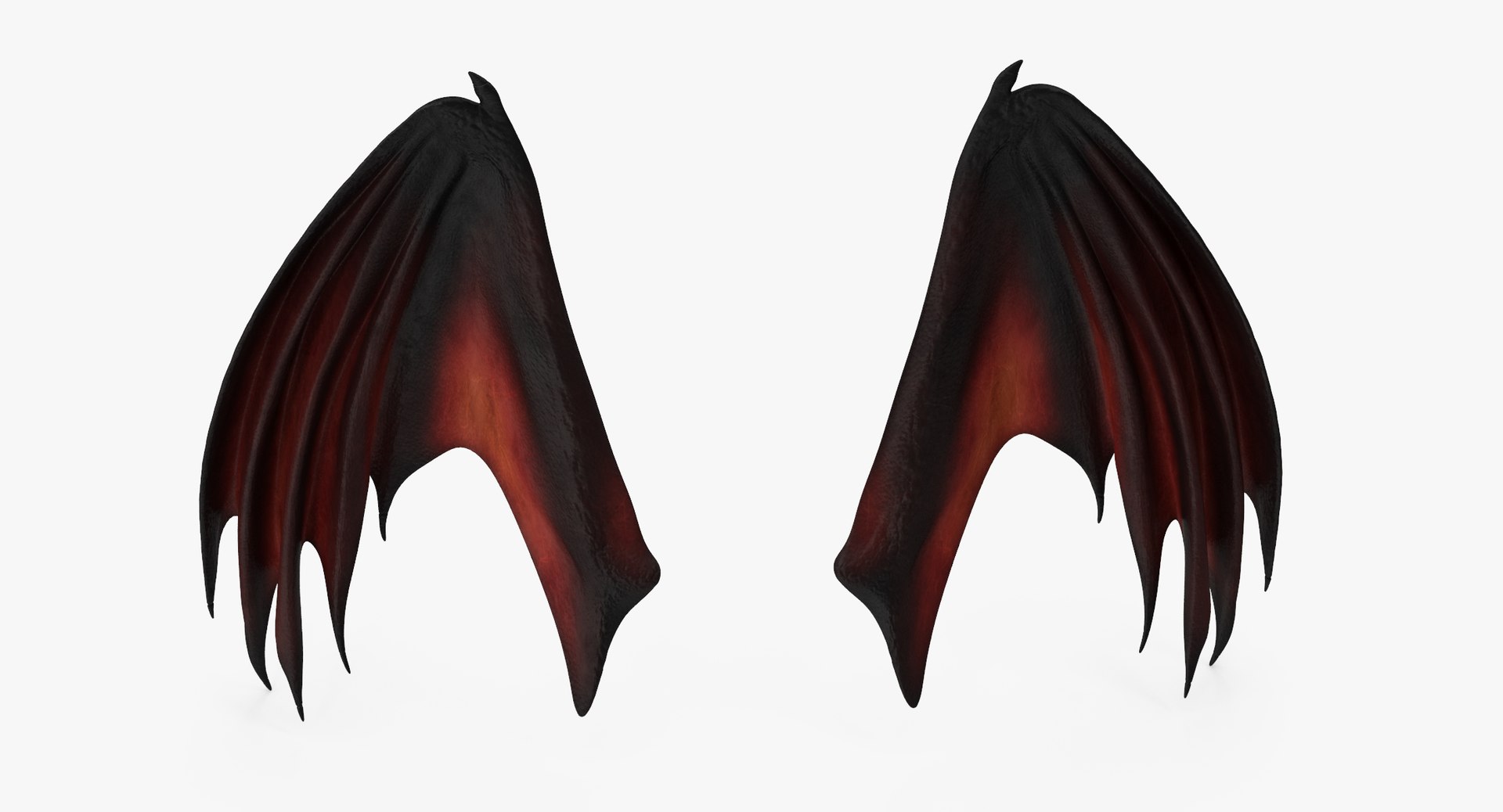 red closed dragon wings 3d c4d