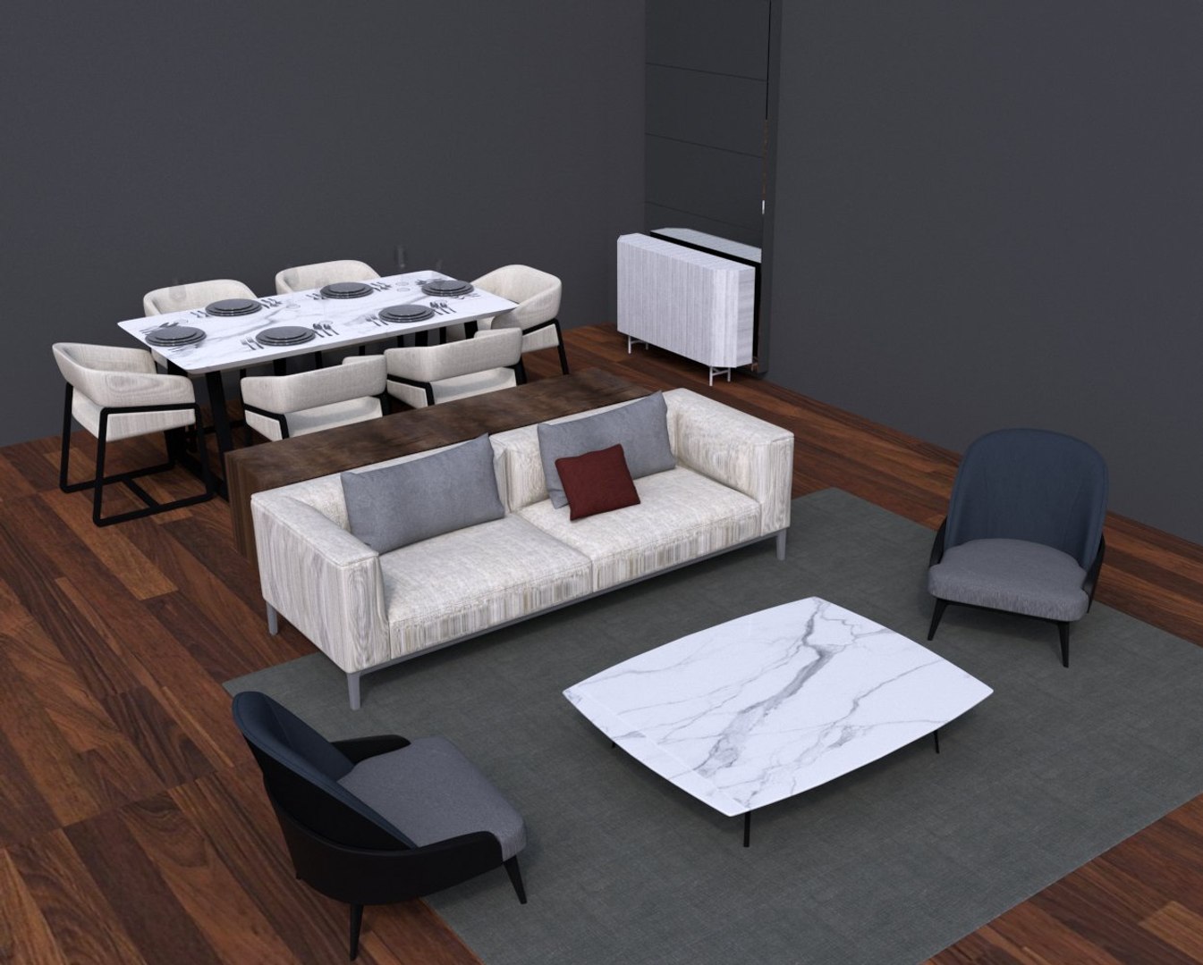 Revit Hall com jantar Modelo 3D - TurboSquid 1552976