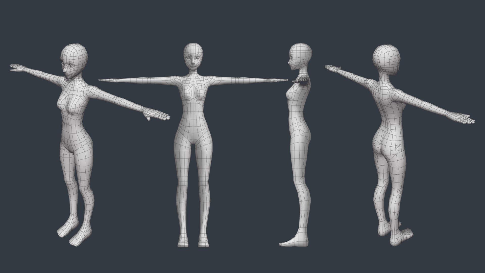 3D Low Poly Female Base Mesh Model - TurboSquid 2049360