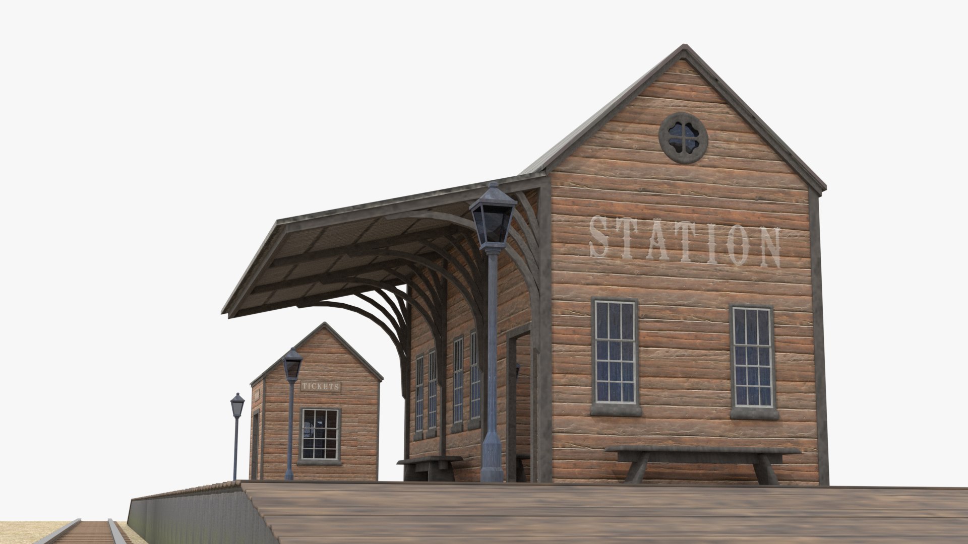 3D Western Train Station - TurboSquid 2062121