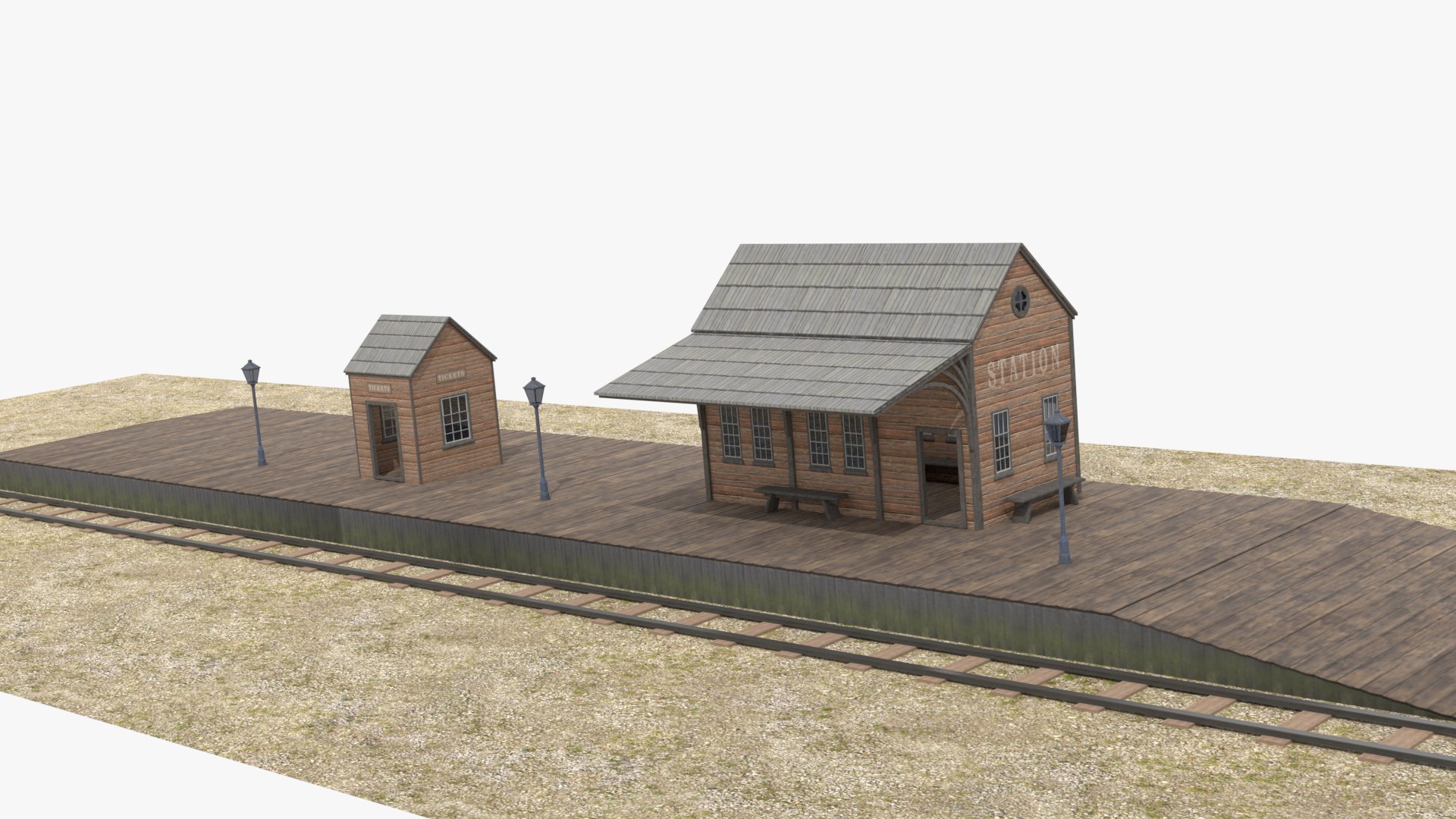 3D Western Train Station - TurboSquid 2062121
