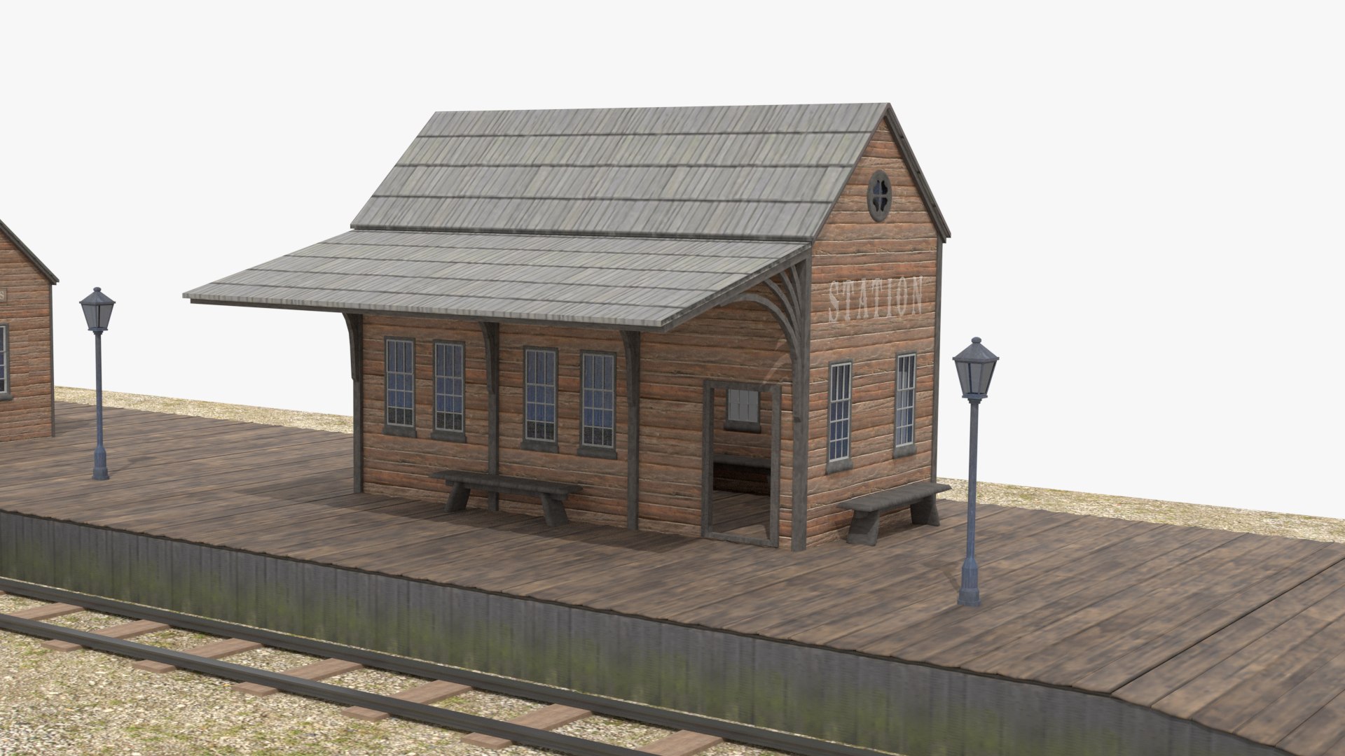 3D Western Train Station - TurboSquid 2062121