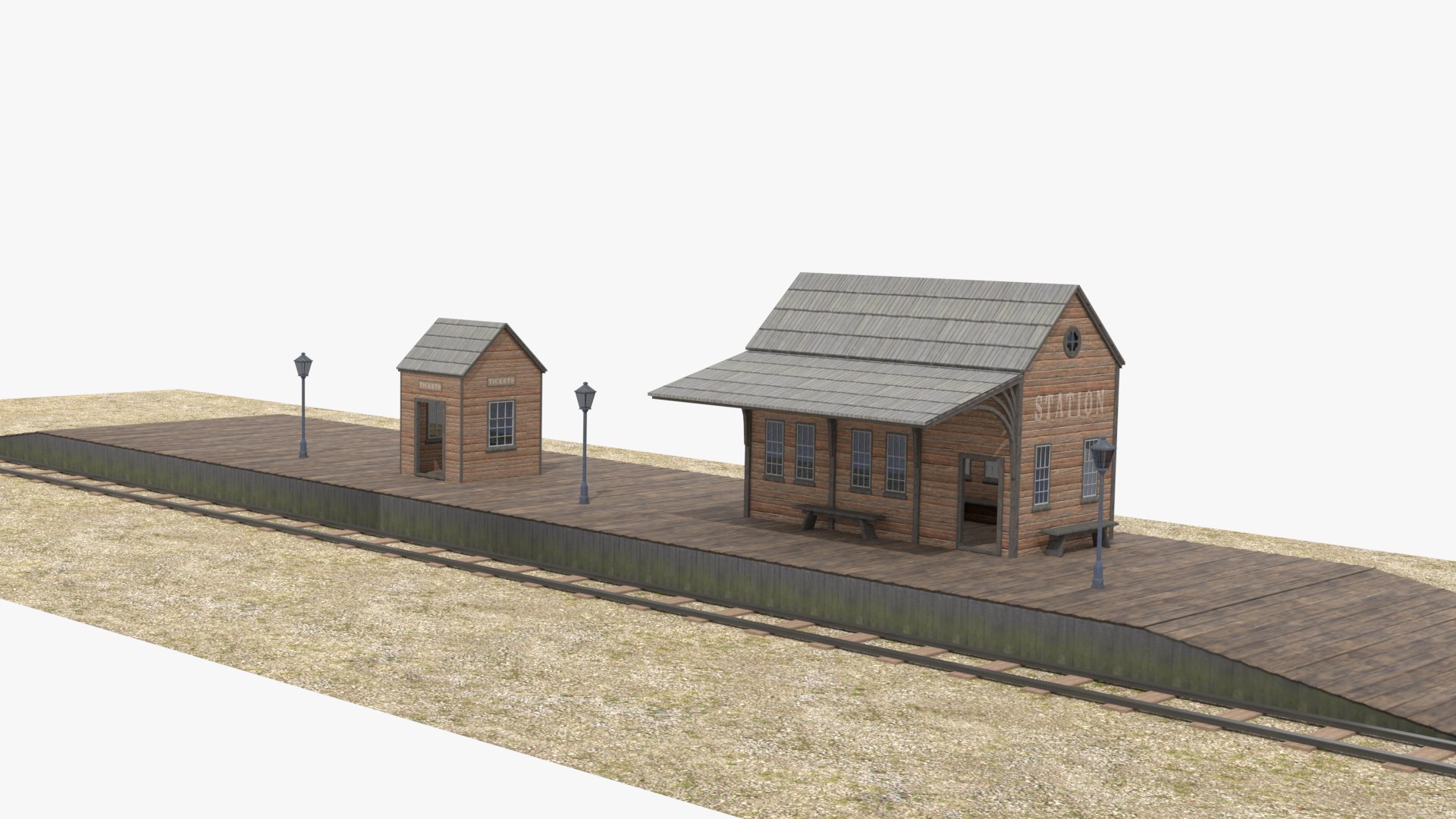 3D Western Train Station - TurboSquid 2062121
