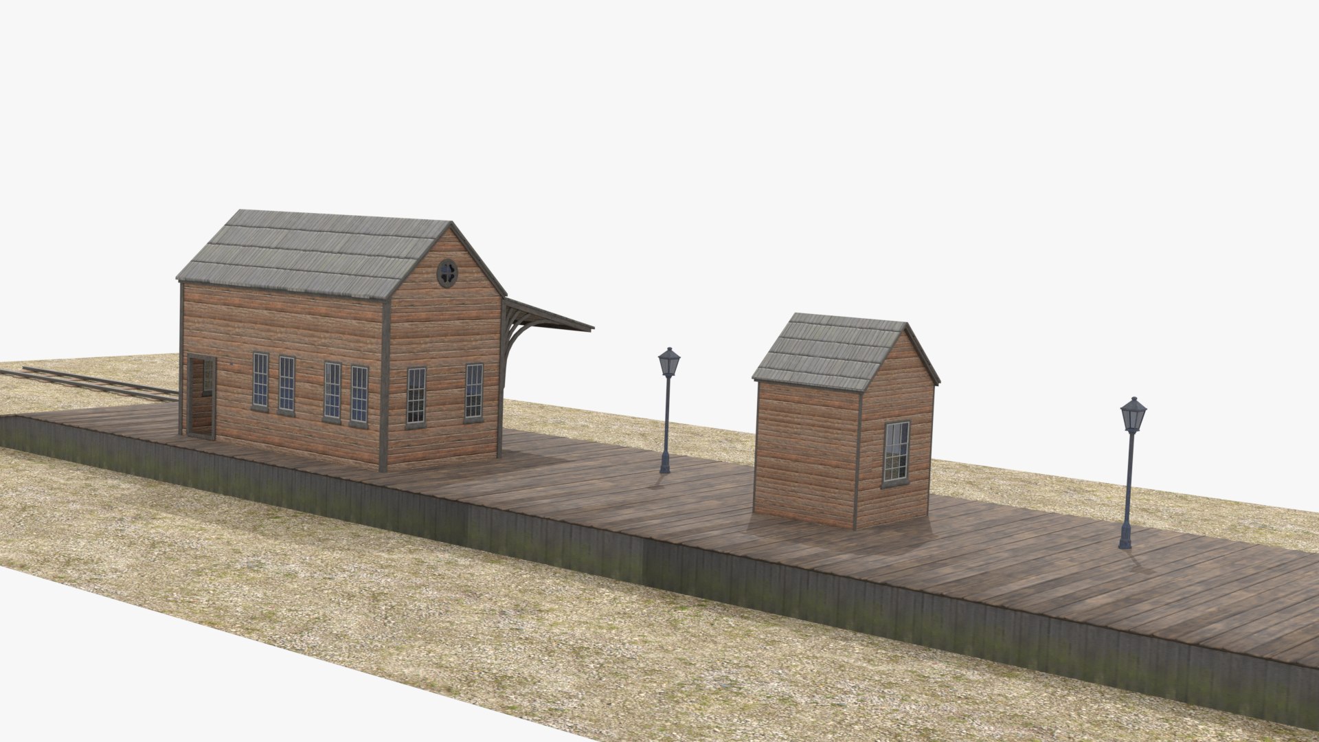 3D Western Train Station - TurboSquid 2062121