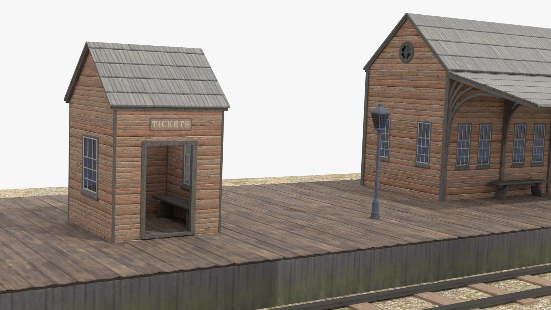 3D Western Train Station - TurboSquid 2062121