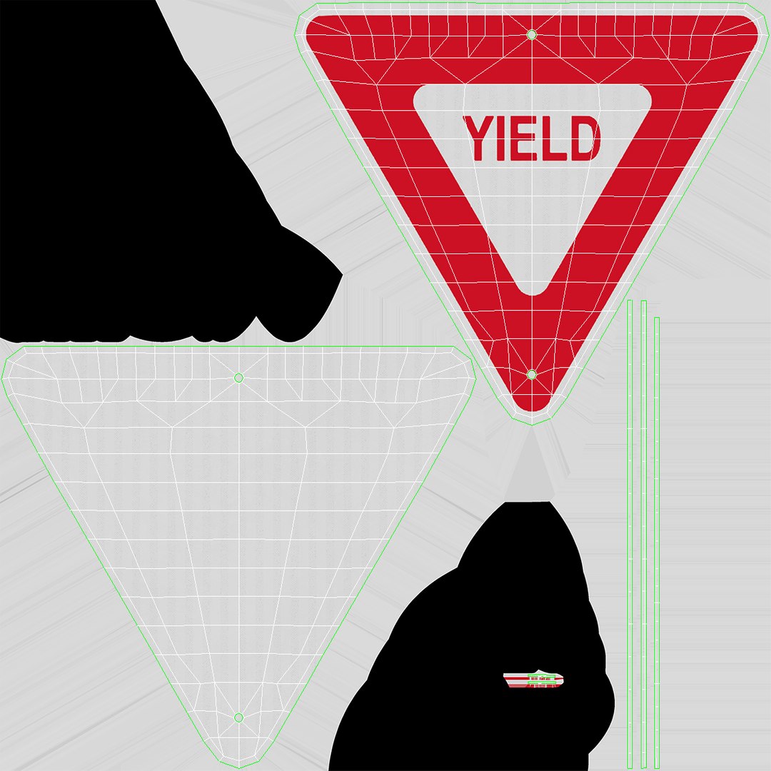 Upside Down Triangle Street Signs Cylinder, Square and U Shape 3D model ...