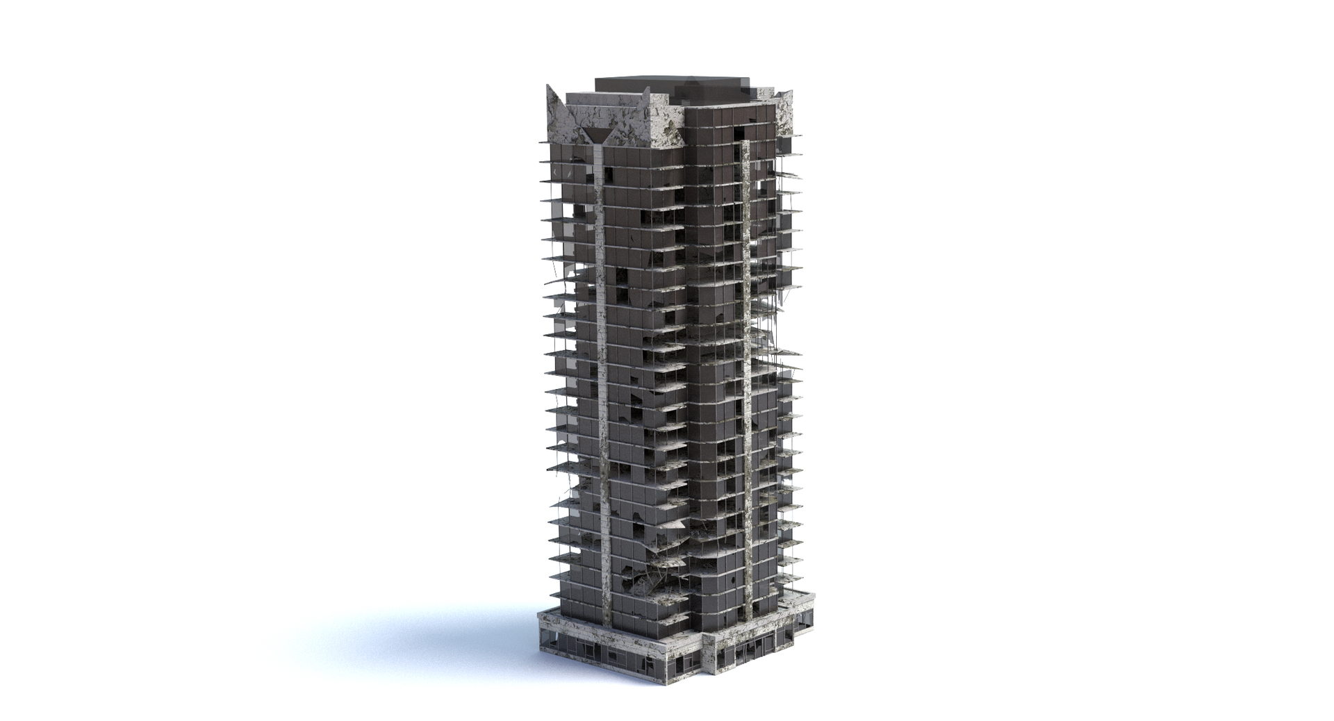 3d Model Skyscraper Building Ruins
