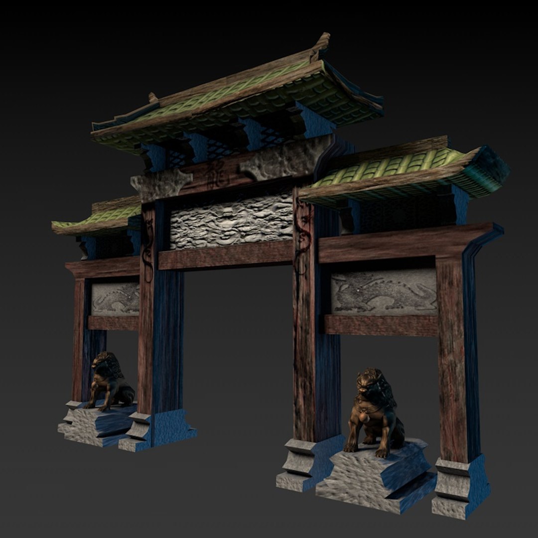 asian gateway 3d model