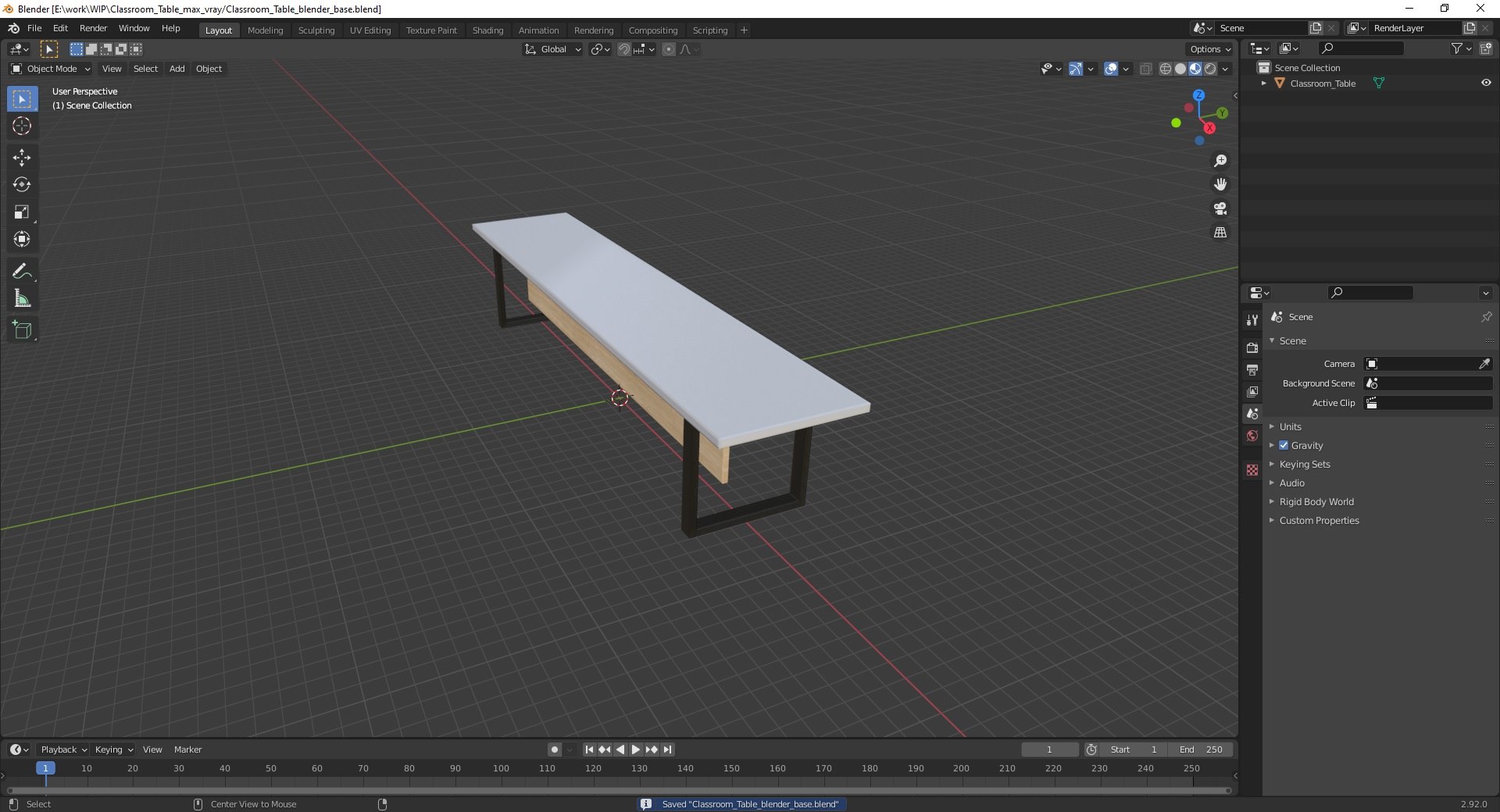 Classroom Table 3D Model - TurboSquid 2071156