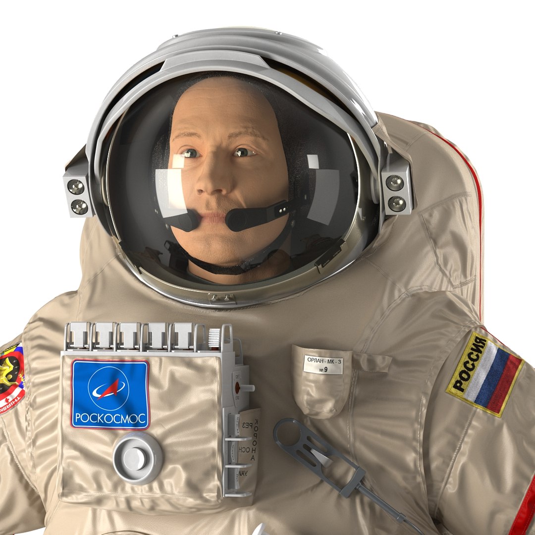 russian astronaut wearing space suit 3d model