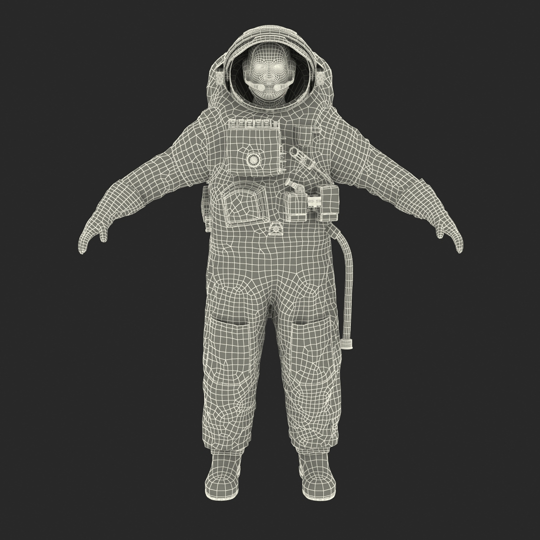 russian astronaut wearing space suit 3d model
