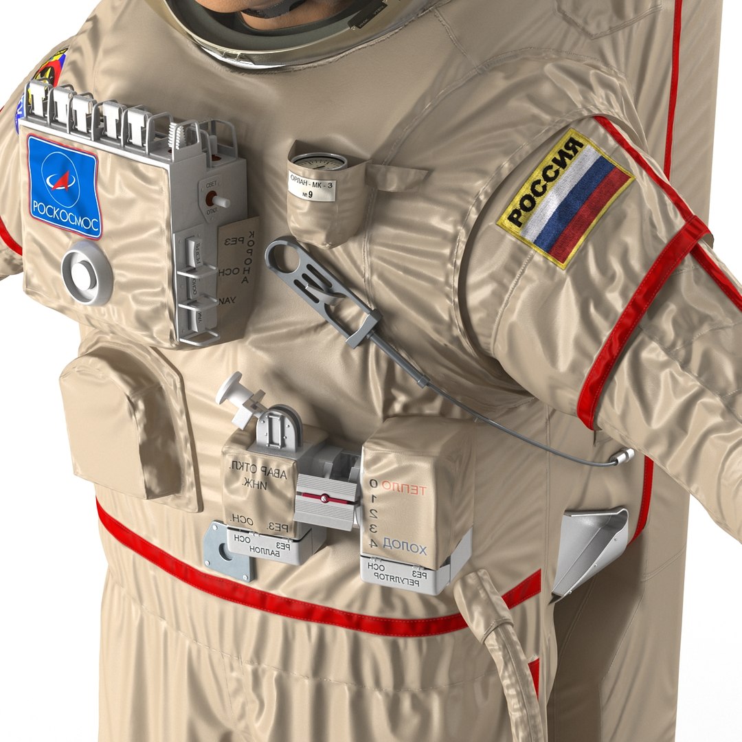 russian astronaut wearing space suit 3d model