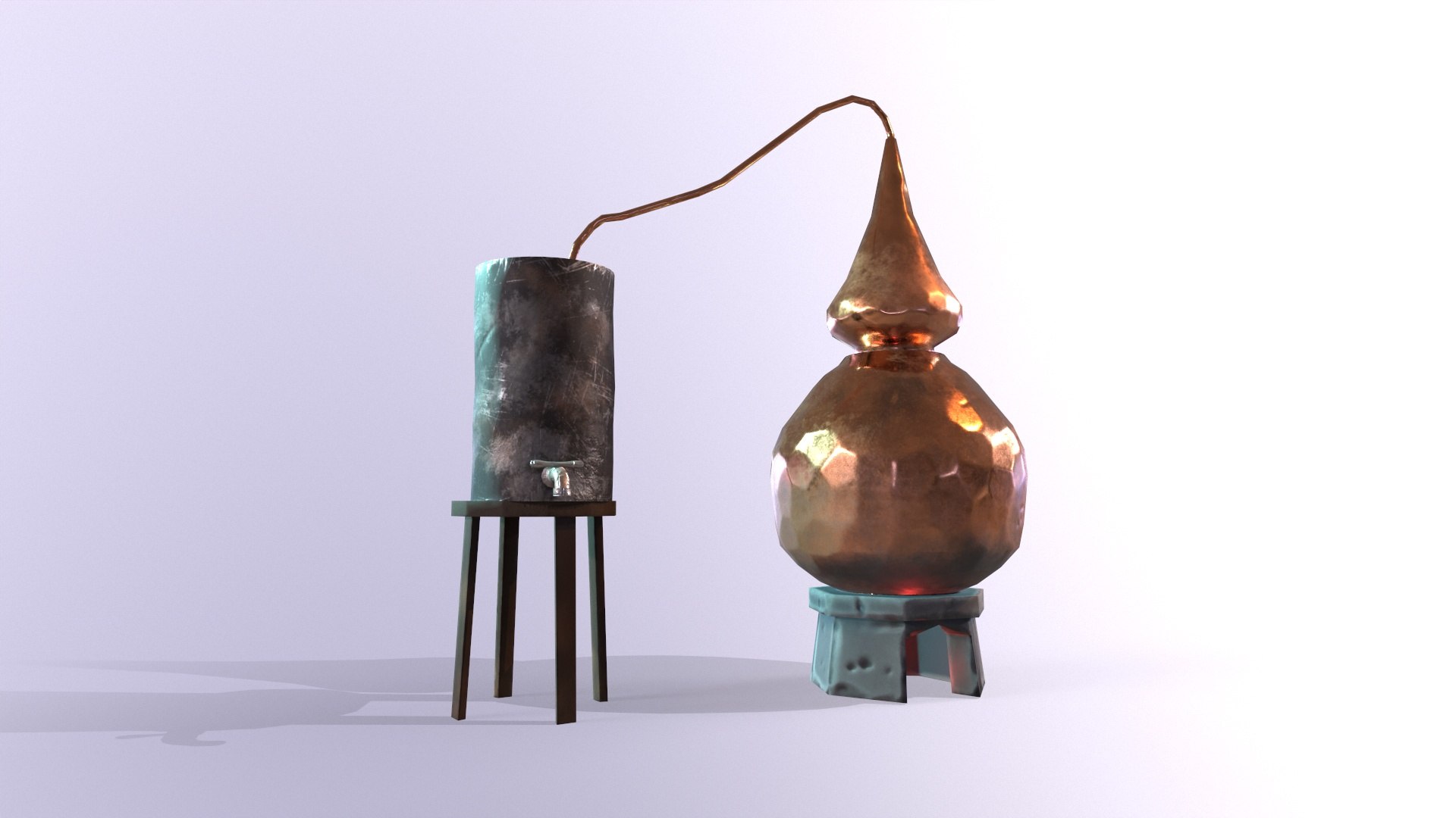 3D Lowpoly Stylized PBR Alchemy Magic Alembic Distillation Vessel Low ...