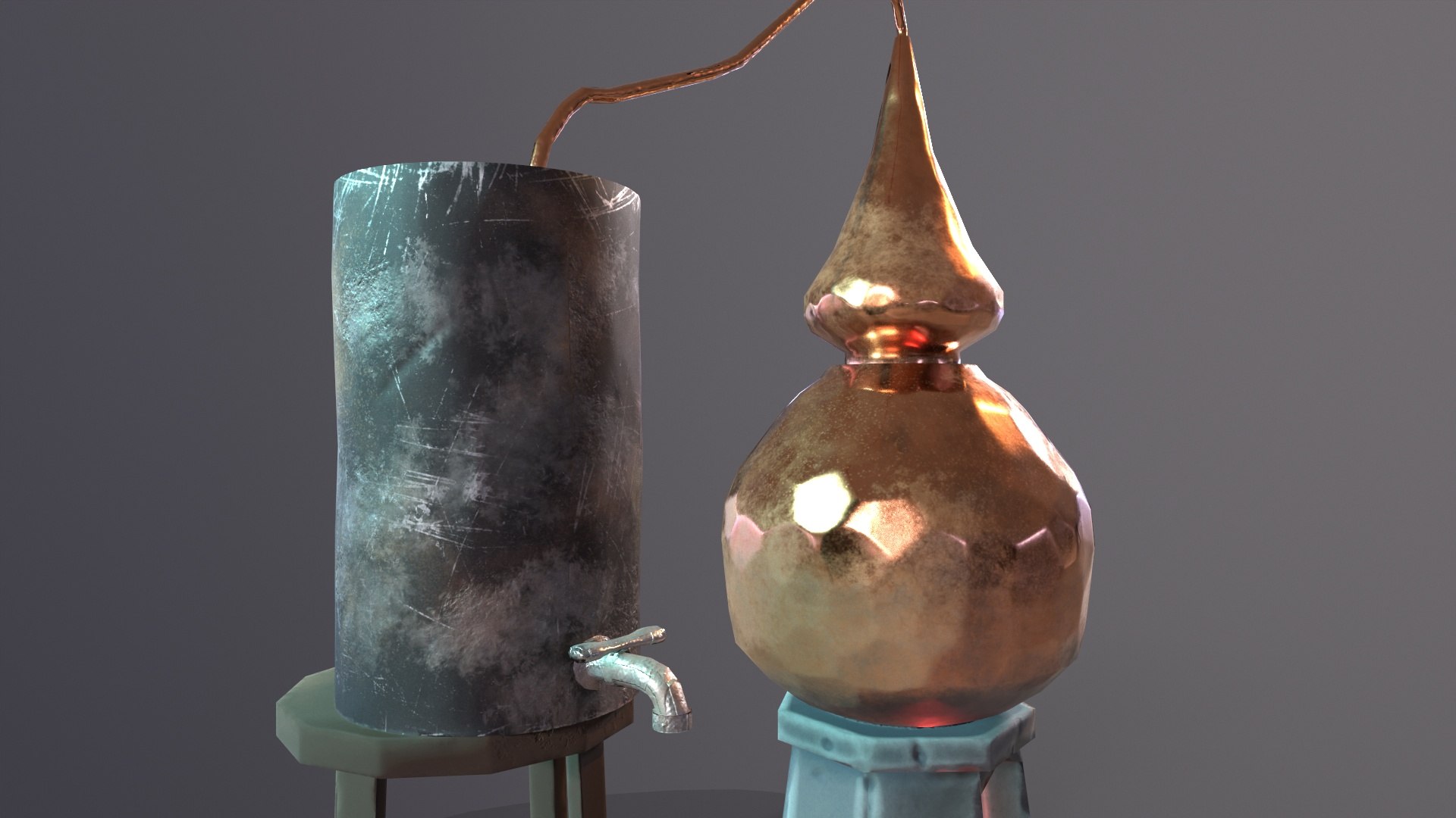 3D Lowpoly Stylized PBR Alchemy Magic Alembic Distillation Vessel Low ...