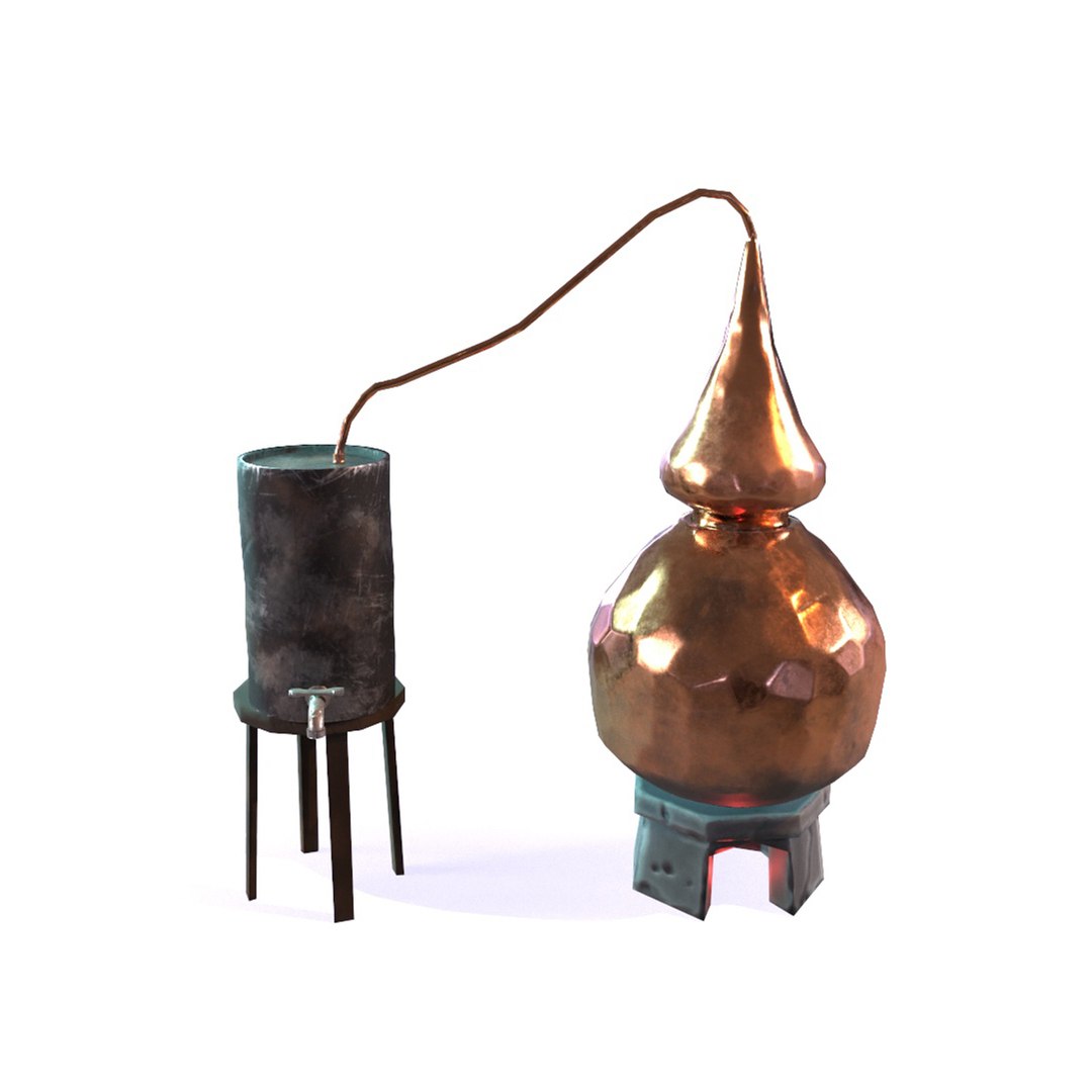 3D Lowpoly Stylized PBR Alchemy Magic Alembic Distillation Vessel Low ...