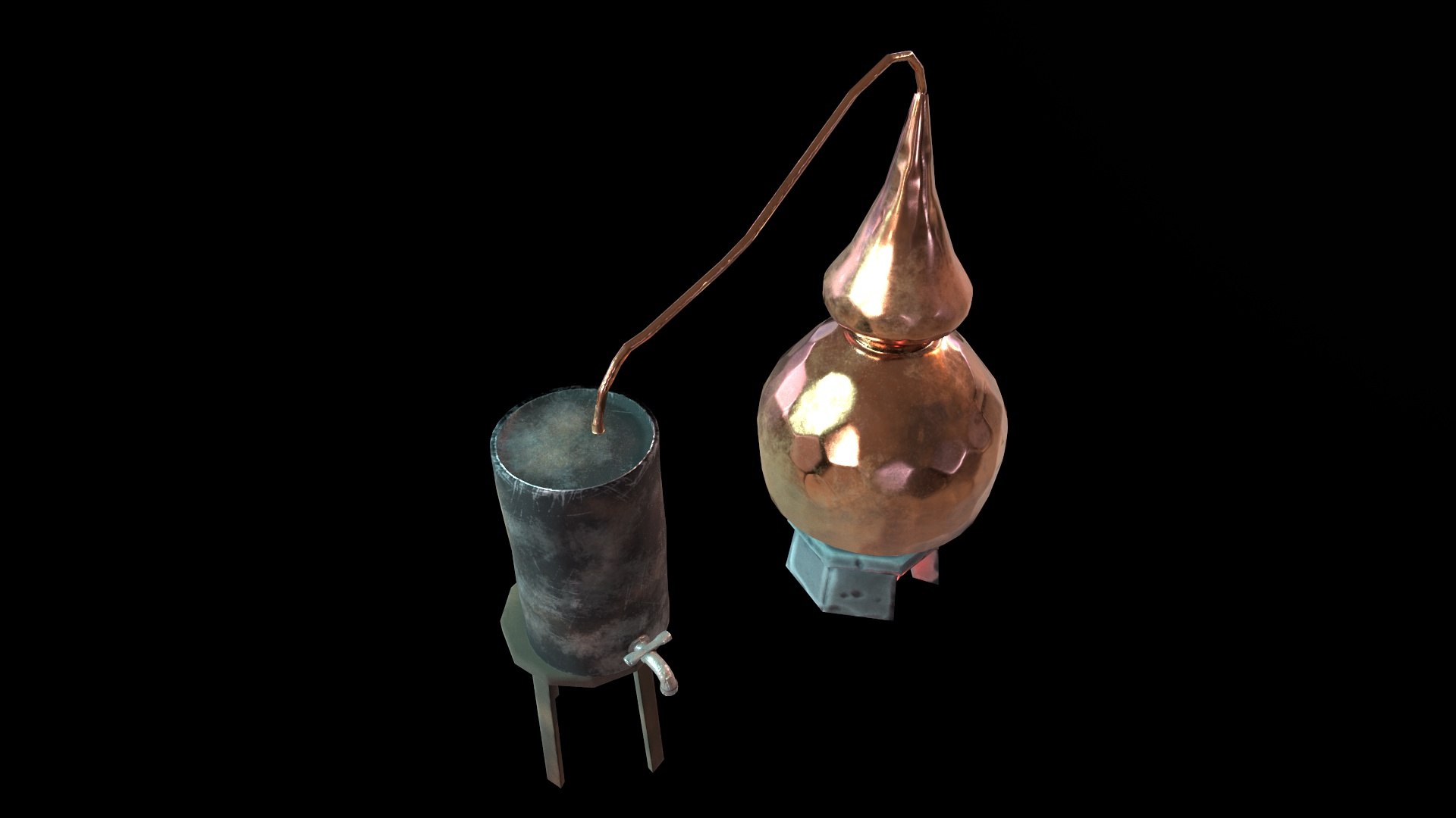3D Lowpoly Stylized PBR Alchemy Magic Alembic Distillation Vessel Low ...