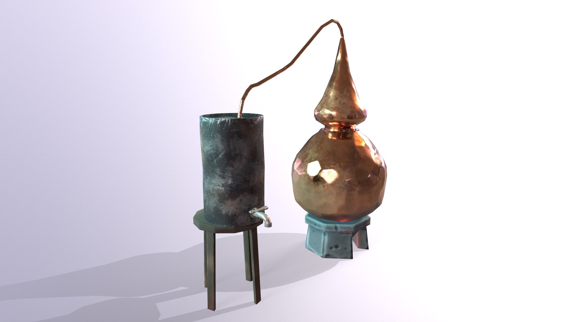 3D Lowpoly Stylized PBR Alchemy Magic Alembic Distillation Vessel Low ...