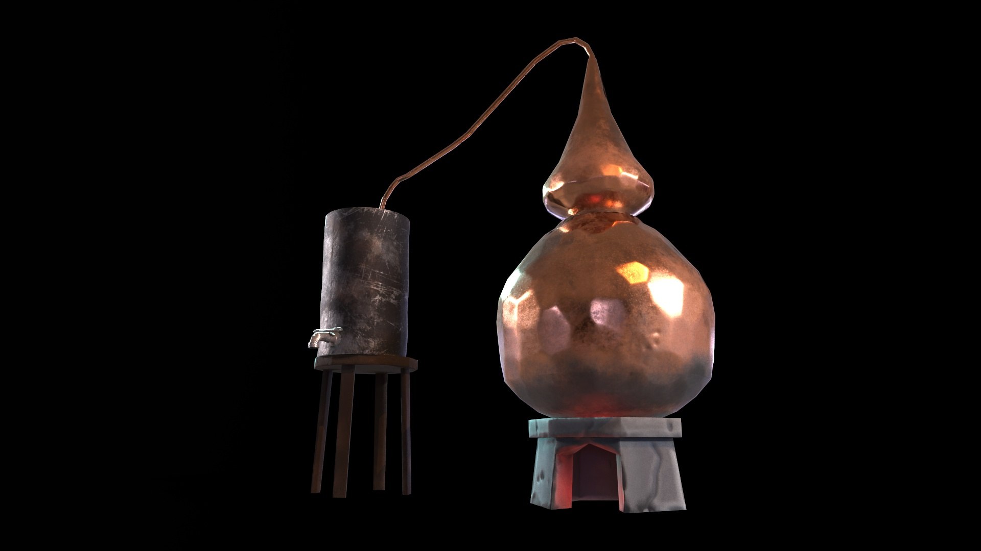 3D Lowpoly Stylized PBR Alchemy Magic Alembic Distillation Vessel Low ...