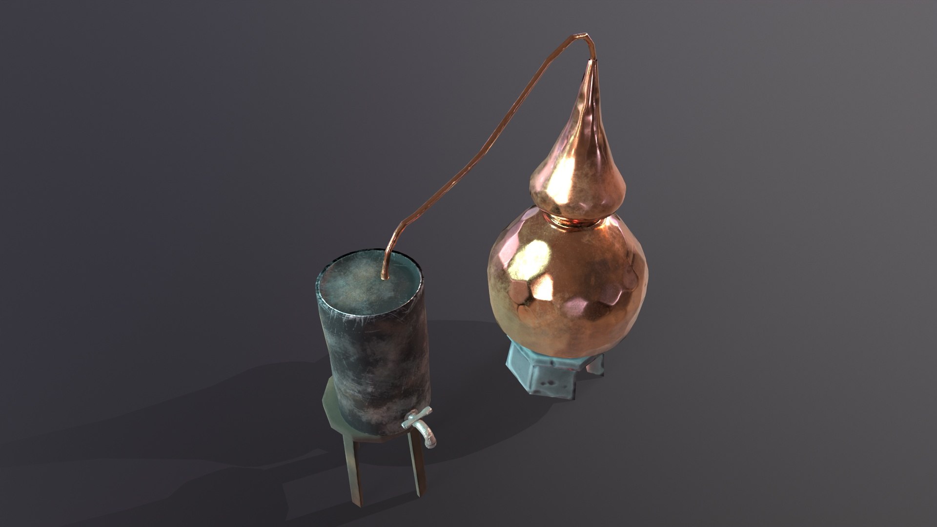3D Lowpoly Stylized PBR Alchemy Magic Alembic Distillation Vessel Low ...