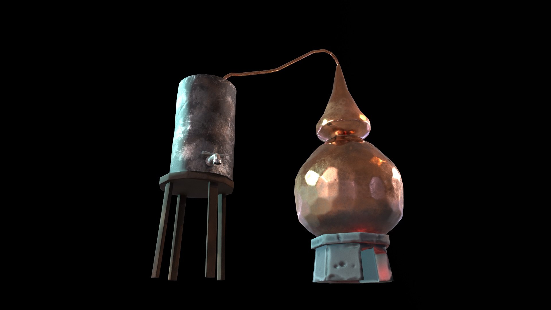 3D Lowpoly Stylized PBR Alchemy Magic Alembic Distillation Vessel Low ...
