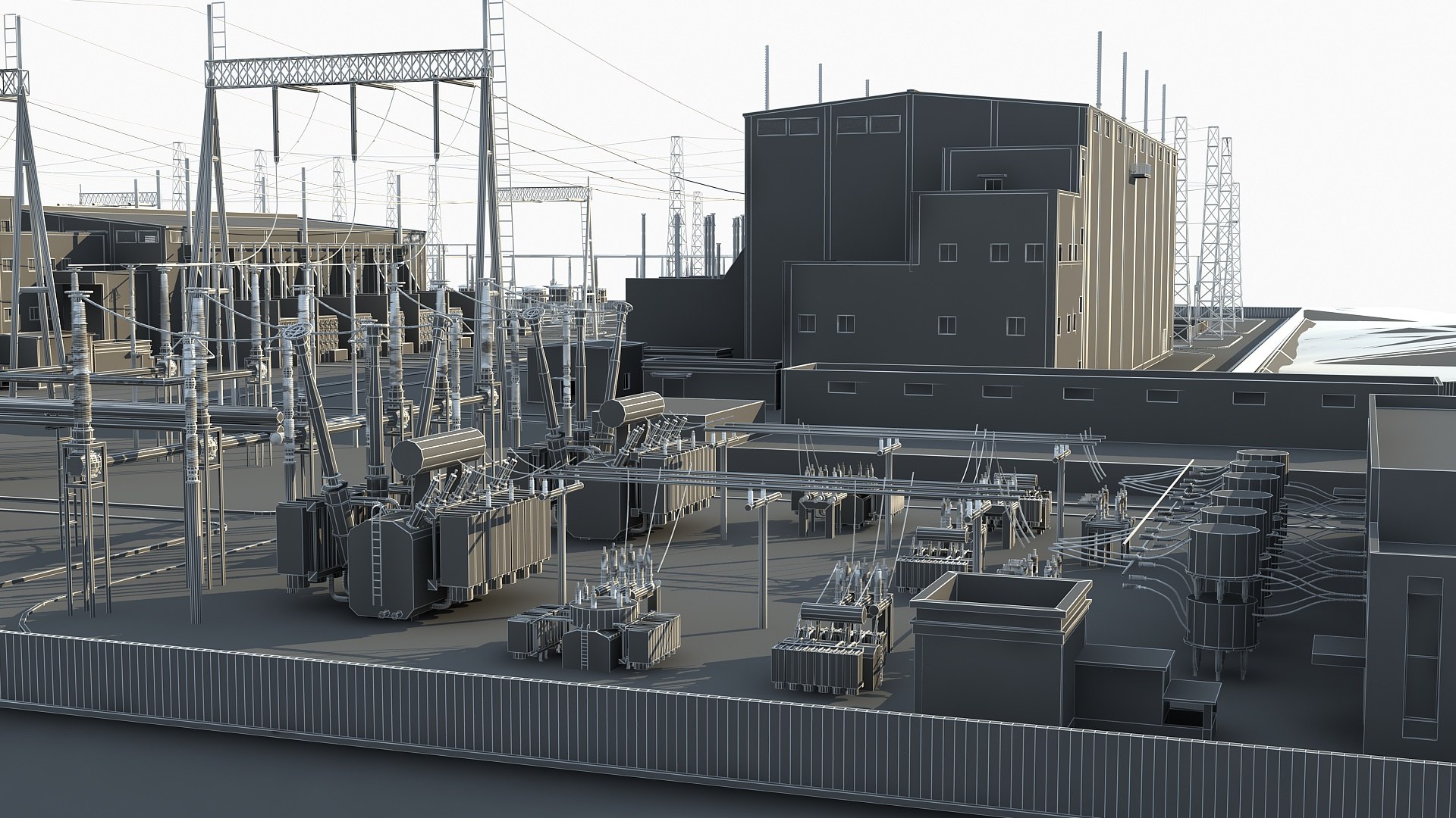 3D Electrical Substation Model - TurboSquid 2145029
