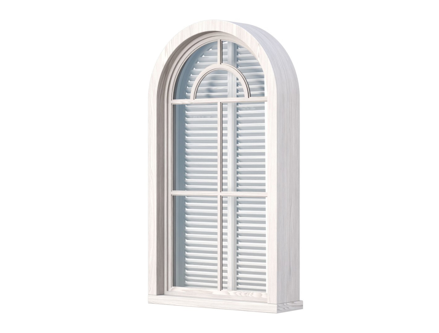 3D Model Wooden Arch Window With Shutters V6 - TurboSquid 2285027