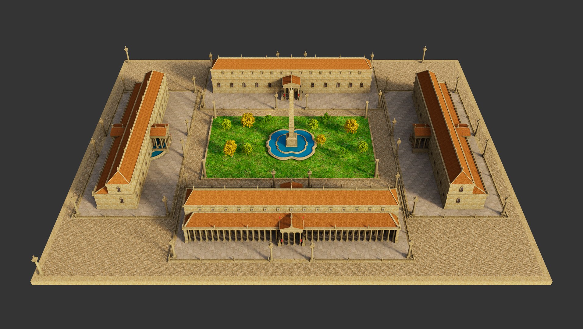 3D Model Ancient Roman Square Building - TurboSquid 2380219