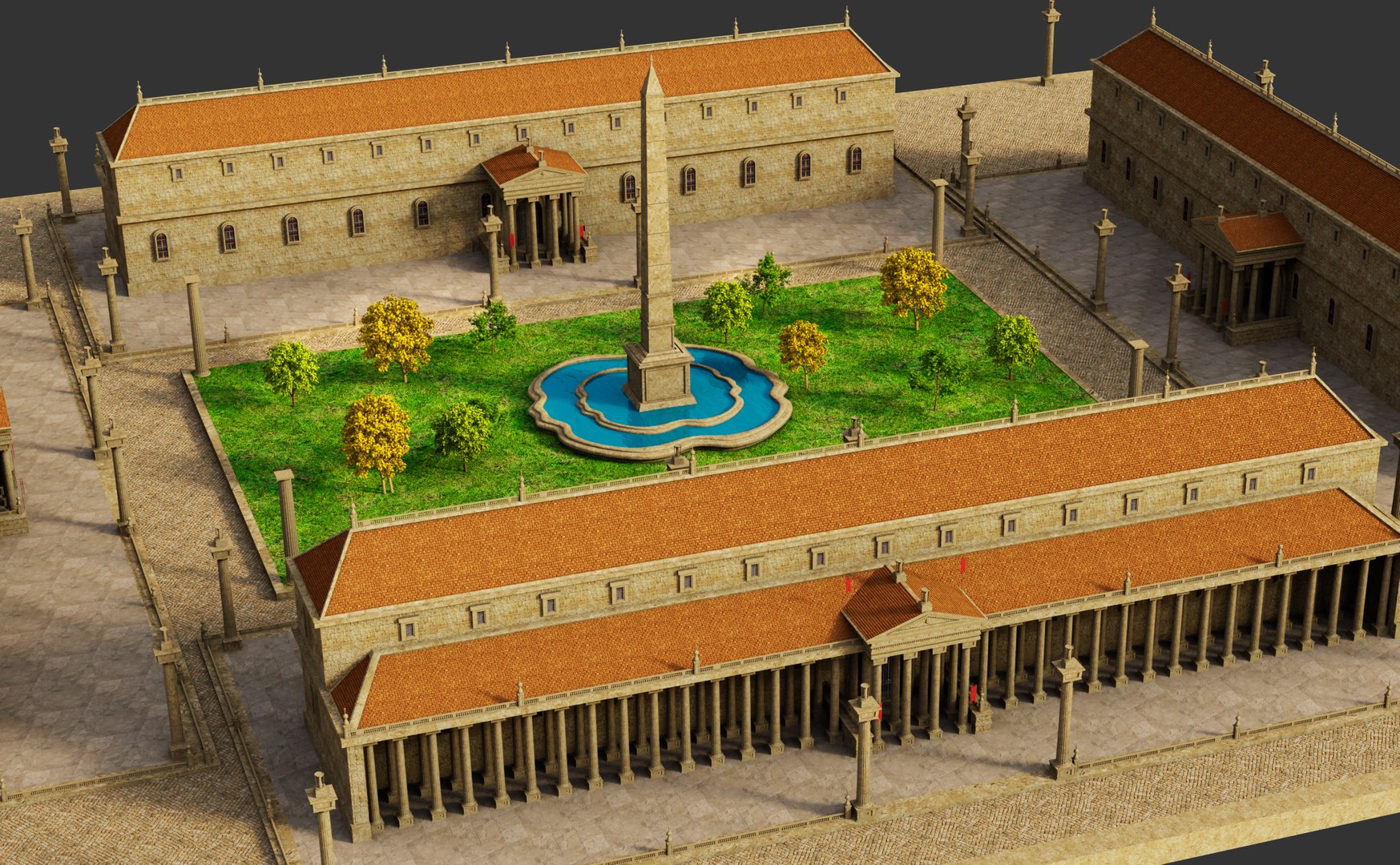 3D Model Ancient Roman Square Building - TurboSquid 2380219