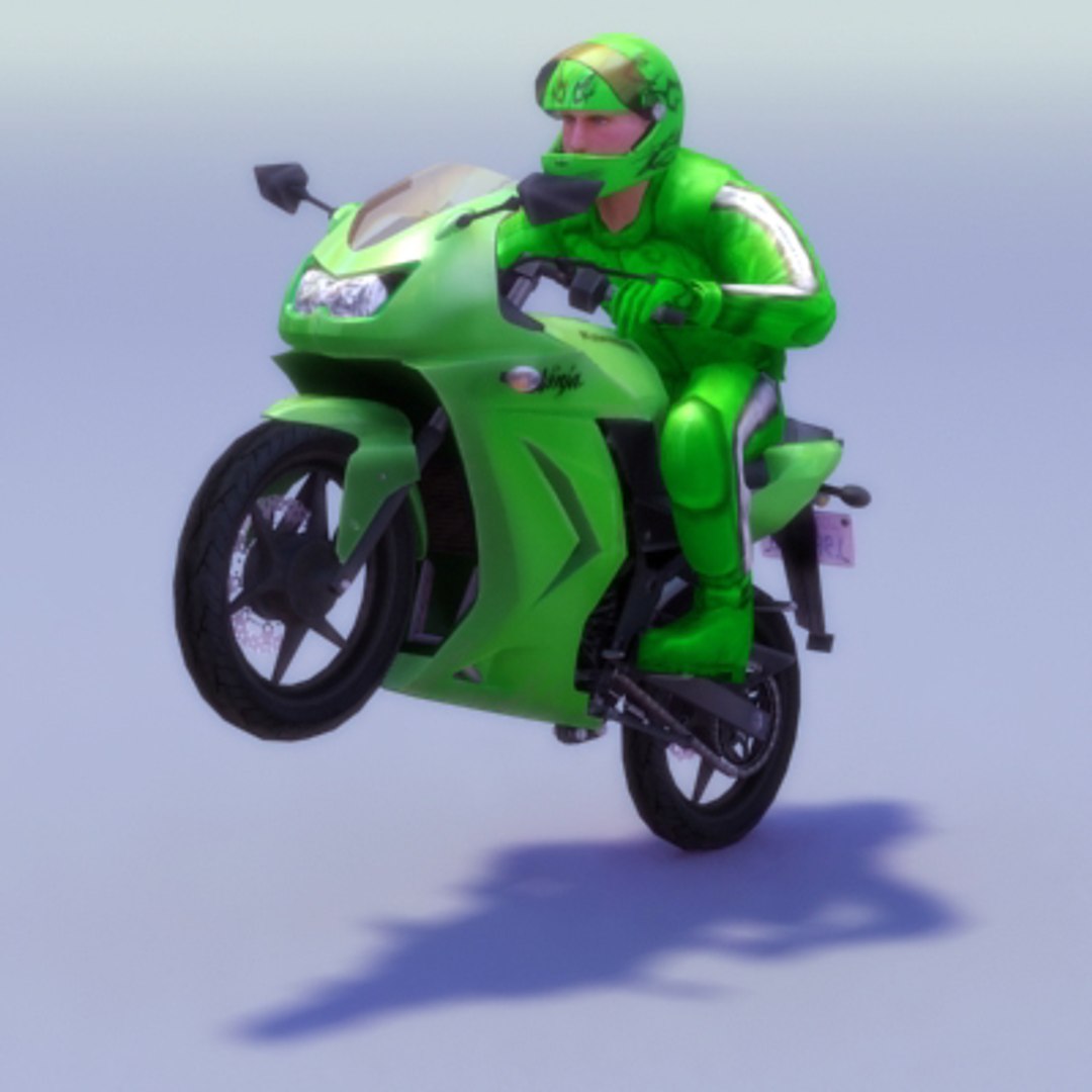 kawasaki ninja rider riding 3d model