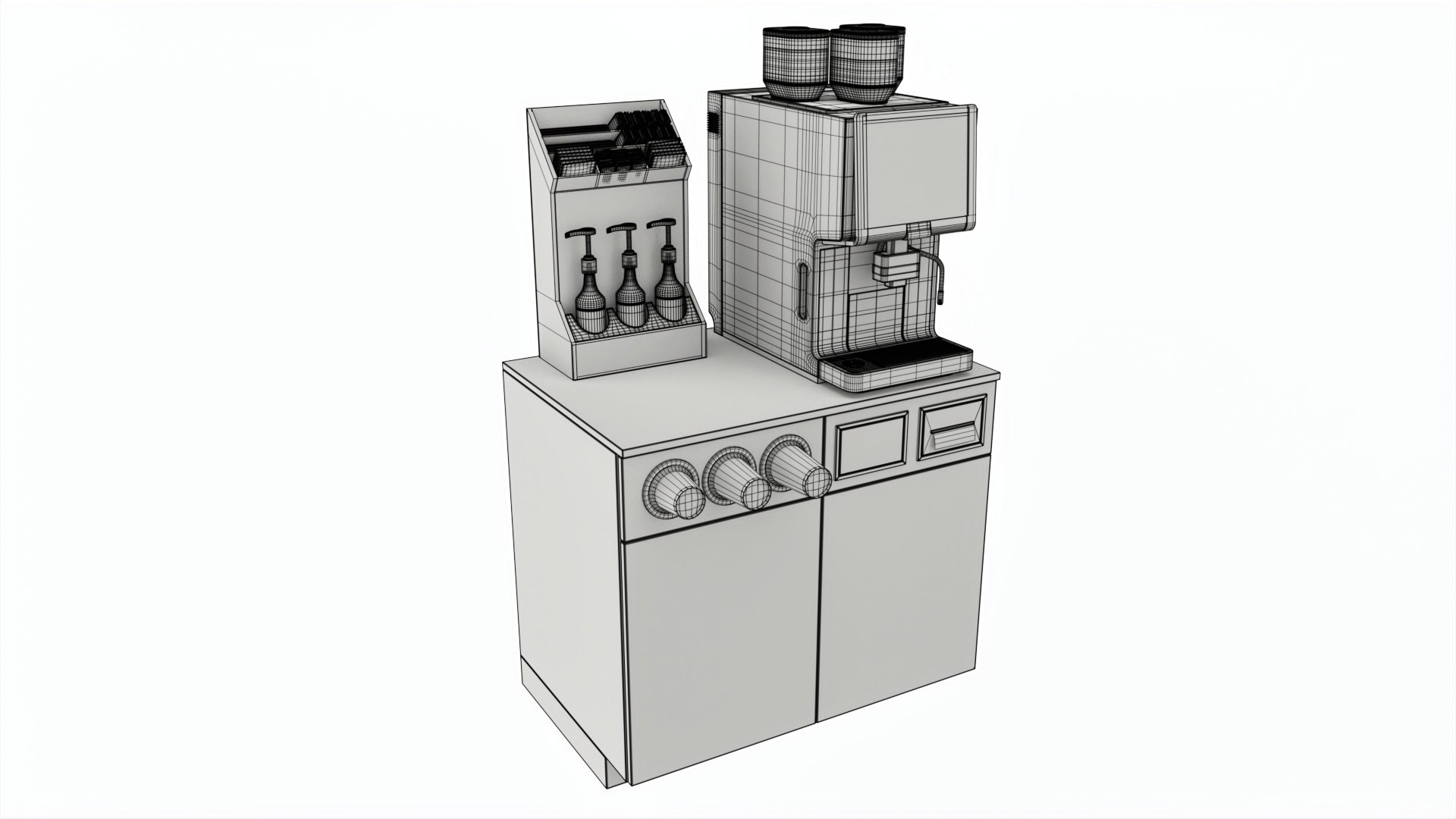 Coffee Station Bar Cabinet Furniture Commercial Industrial 02 Model ...